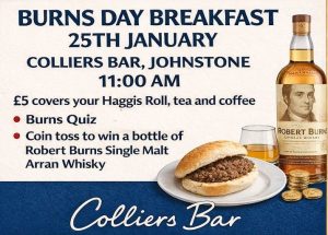 Veterans and families invited to Burns Breakfast at Colliers Bar in ...