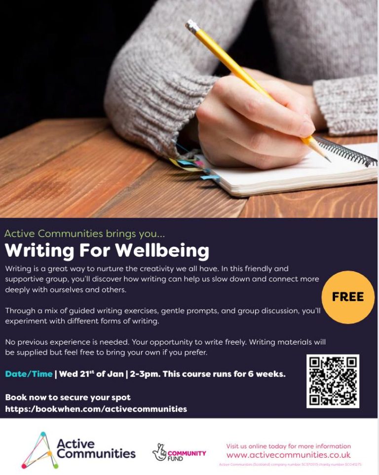 Writing for wellbeing course launches in Renfrewshire this January